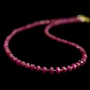 Faceted Ruby Necklace: Thin Natural Indian Ruby With Gilded Silver Lock ...