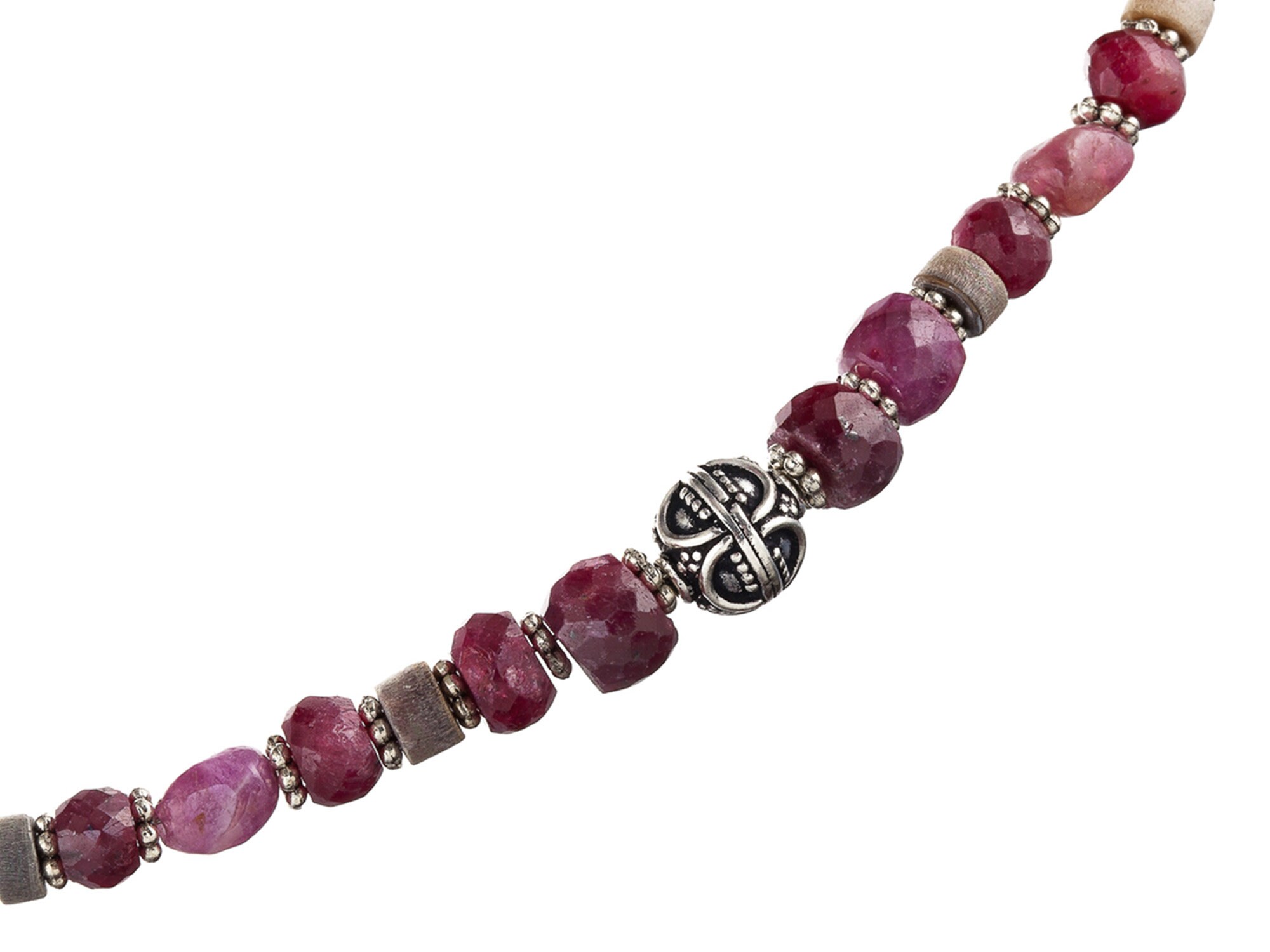 Purple-pink Necklace. Ruby & Tourmaline Light Thin Necklace, Natural ...