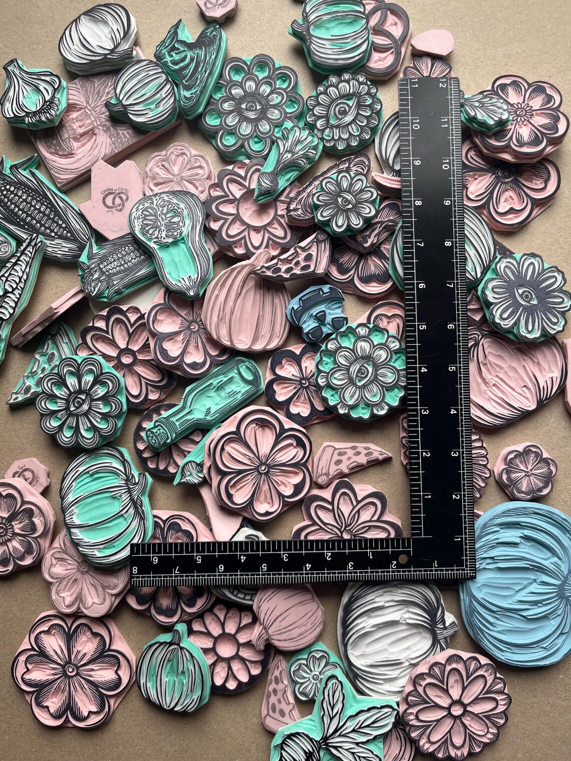 Mystery Stamp Grab Bag: Assorted Hand-carved Rubber Stamps for Crafting ...