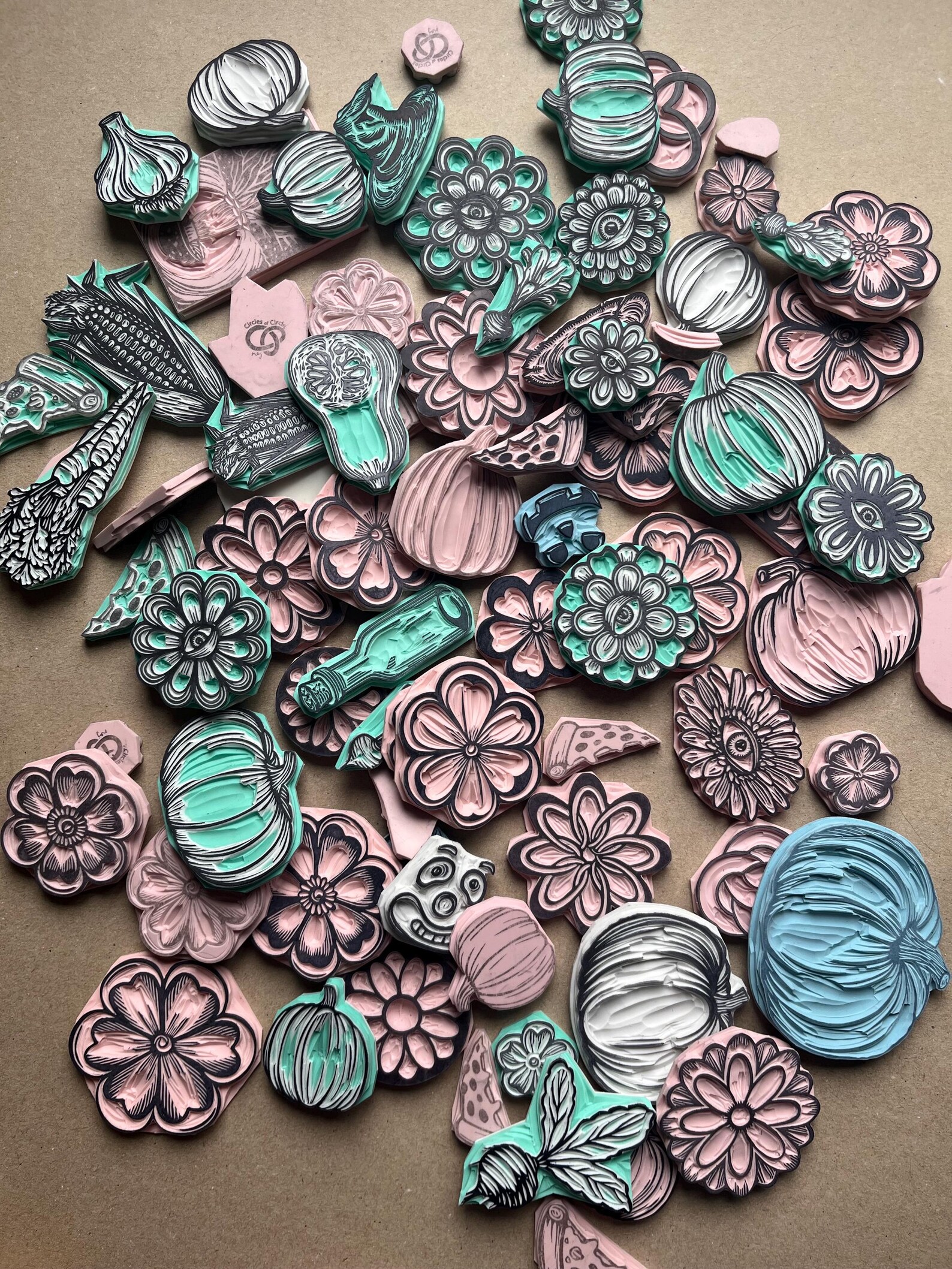 Mystery Stamp Grab Bag: Assorted Hand-carved Rubber Stamps for Crafting ...