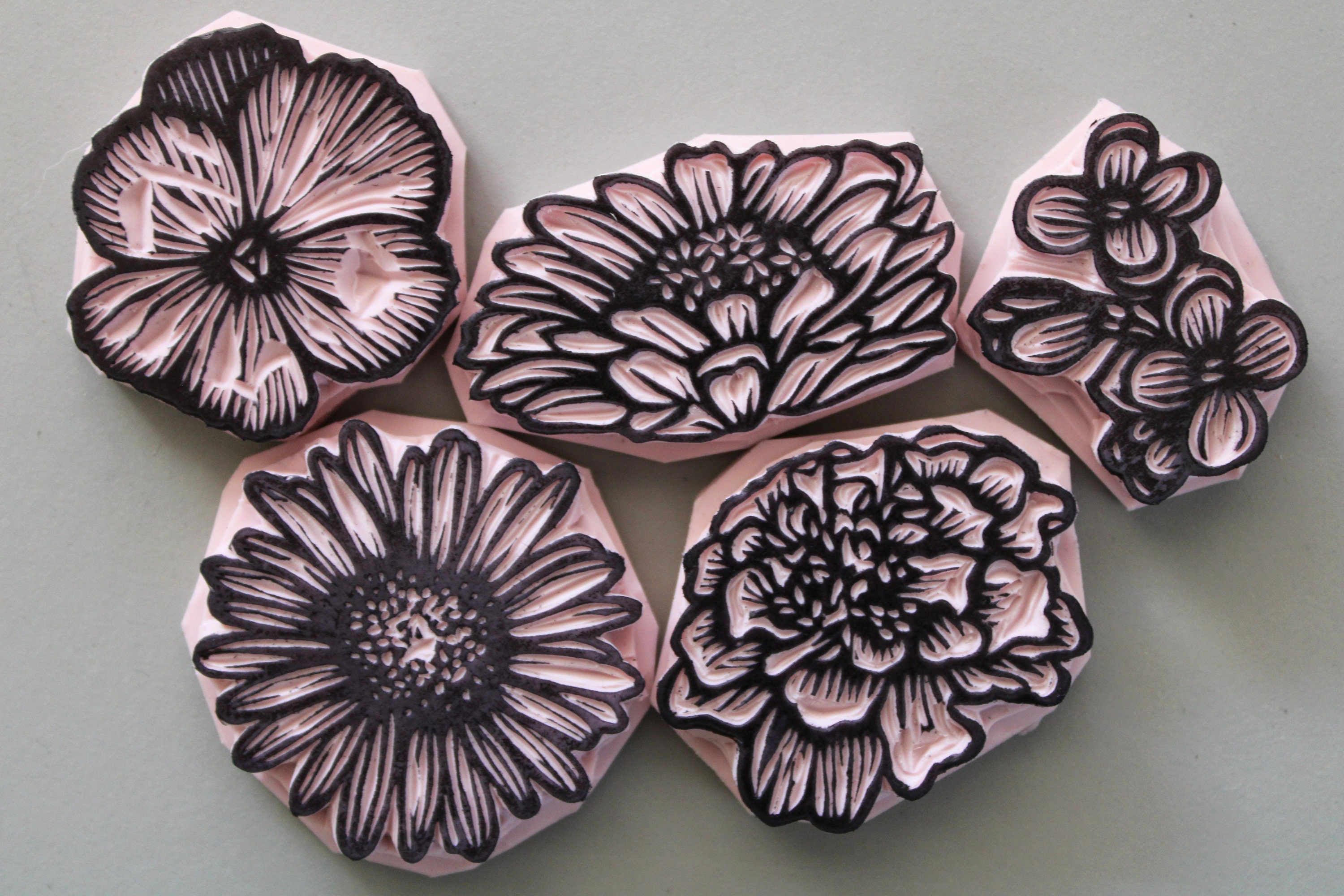 Assorted Flower Stamps small Handcarved Unmounted - Etsy