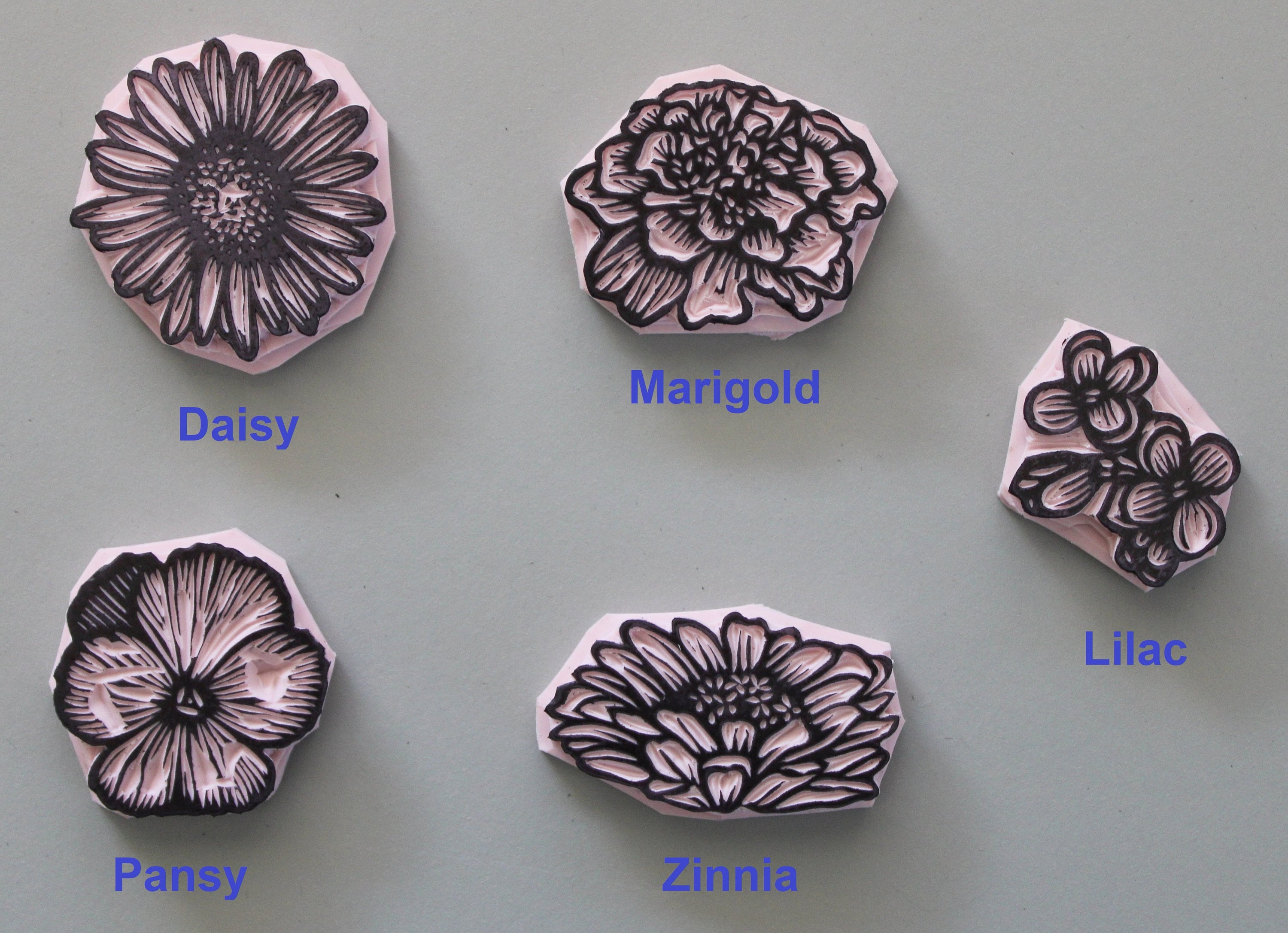 Assorted Flower Stamps small Handcarved Unmounted | Etsy