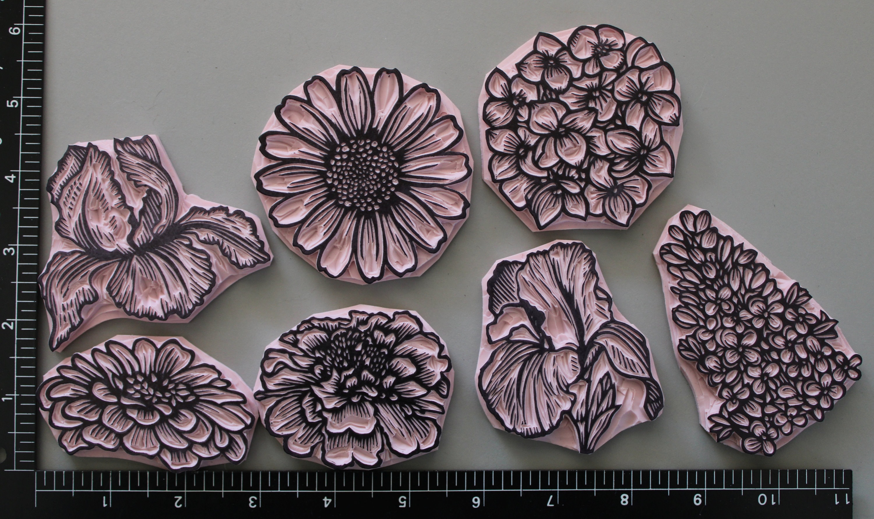 Assorted Flower Stamps large Handcarved Unmounted - Etsy