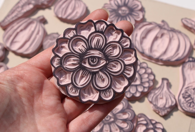 Flower Eyeball (GEN 2) Rubber Stamps (unmounted) Hand-carved - Etsy