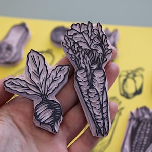 Vegetable Rubber Stamps (hand-carved, Unmounted) Tomato, Pepper, Corn ...