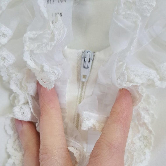 Vintage 1970s white ruffled tuxedo bodysuit by Couture - Gem