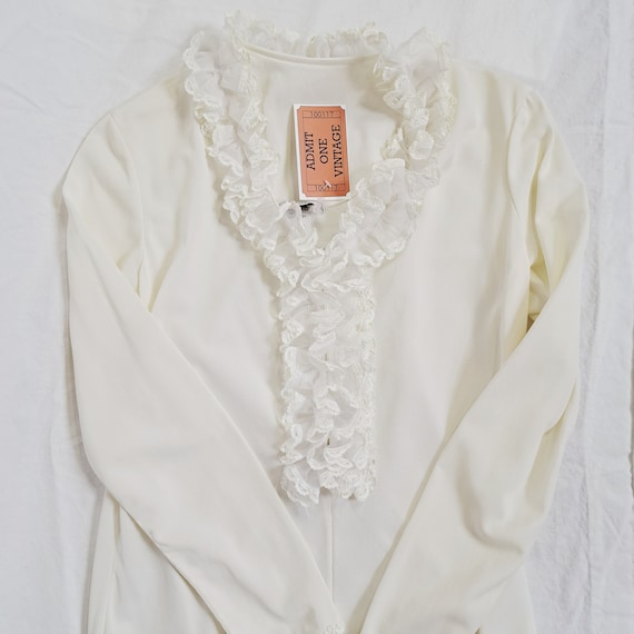 Vintage 1970s white ruffled tuxedo bodysuit by Couture - Gem