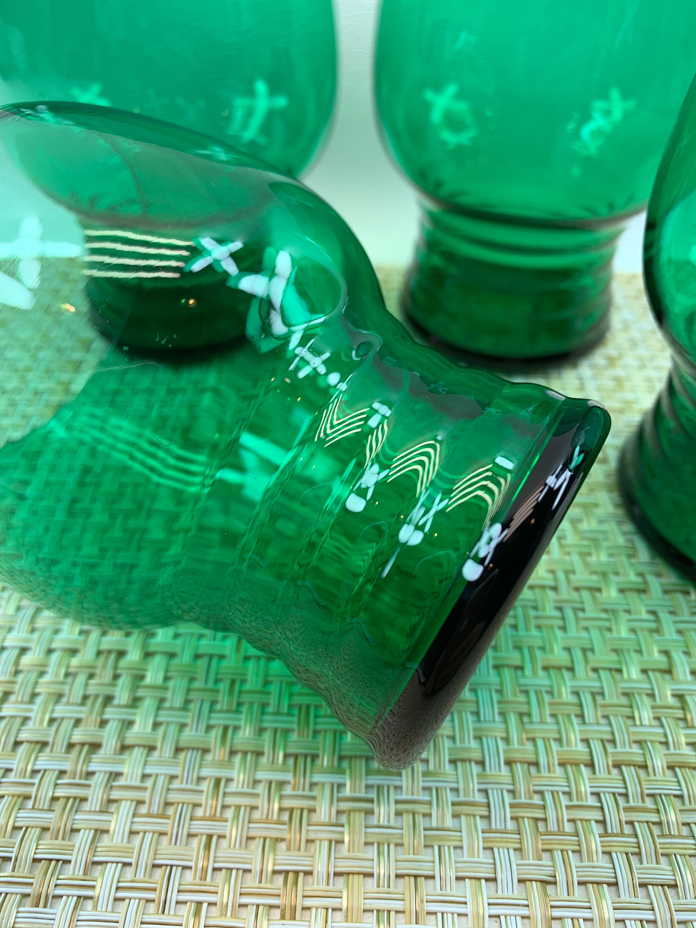 Anchor Hocking Emerald Green Cocktail Glasses. | Etsy