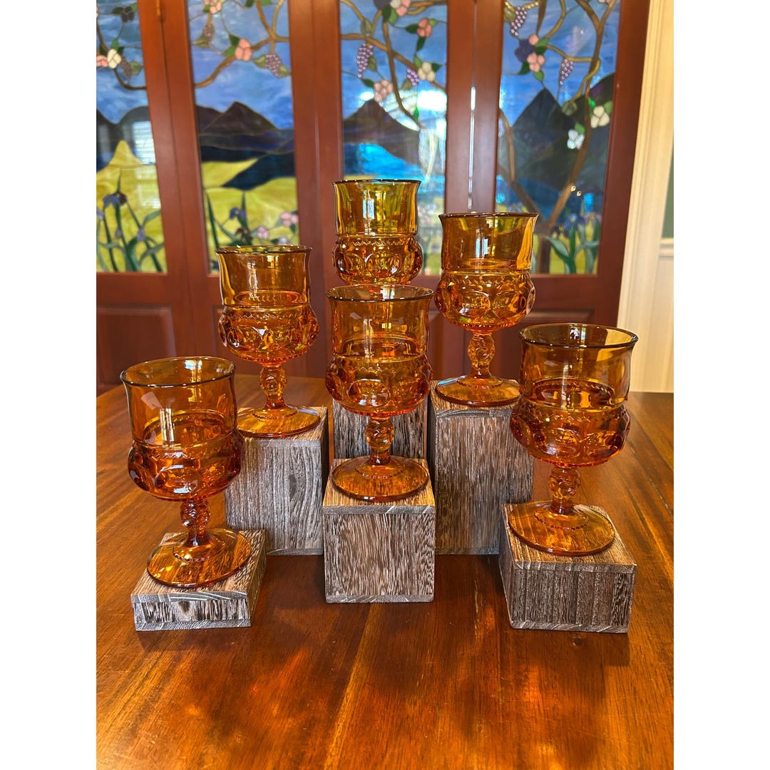 Kings Crown Pattern Mid Century Amber Wine Glasses. - Etsy