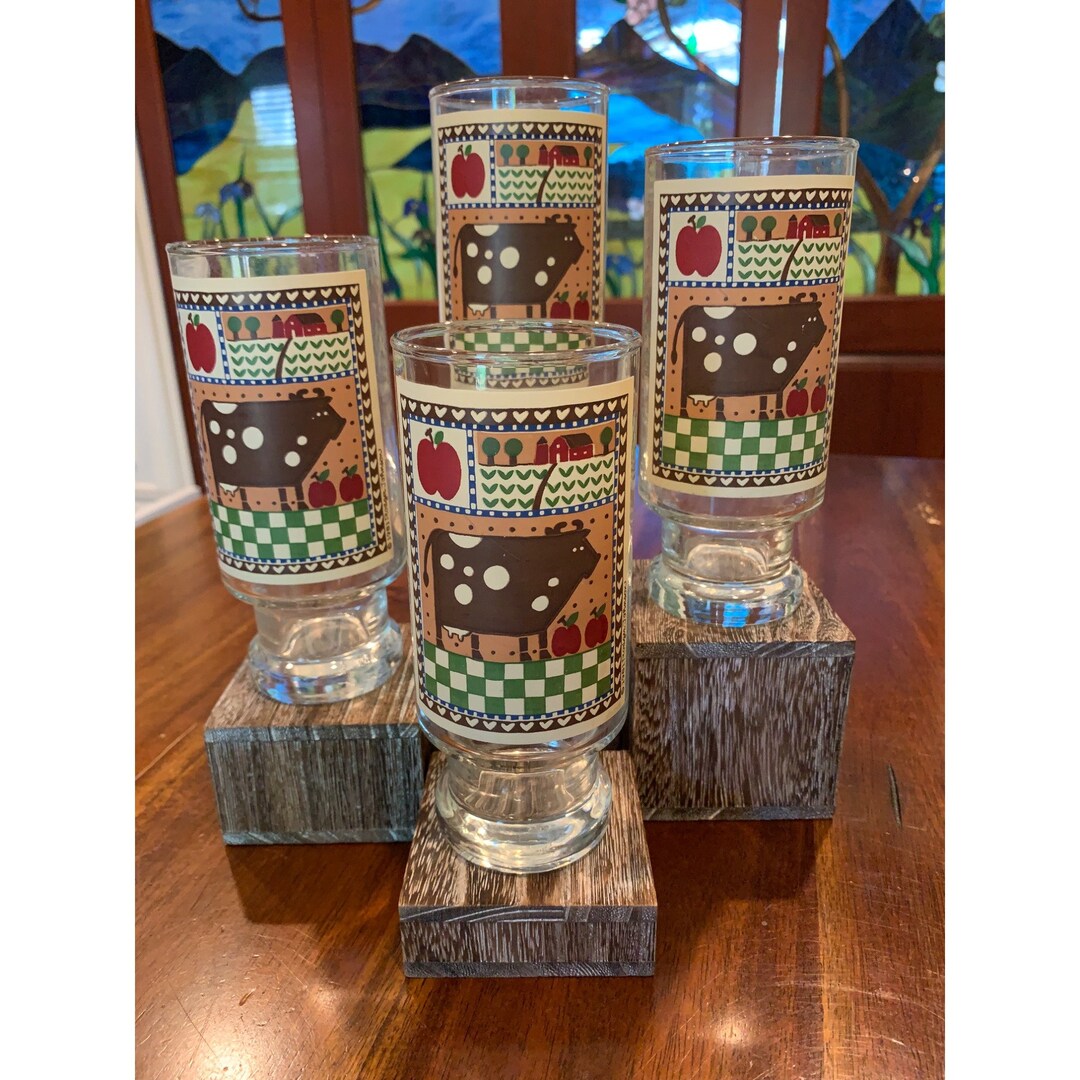 Anchor Hocking 1981 Roger Johnson Country Cow Glass Tumblers. - Etsy