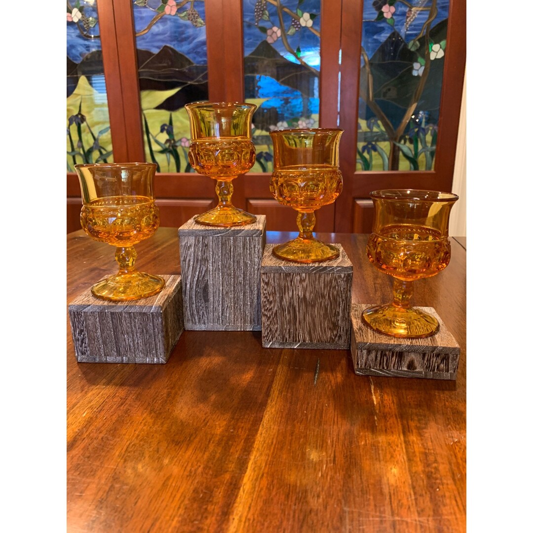 Kings Crown Thumb Print Amber Glass Cordials. - Etsy