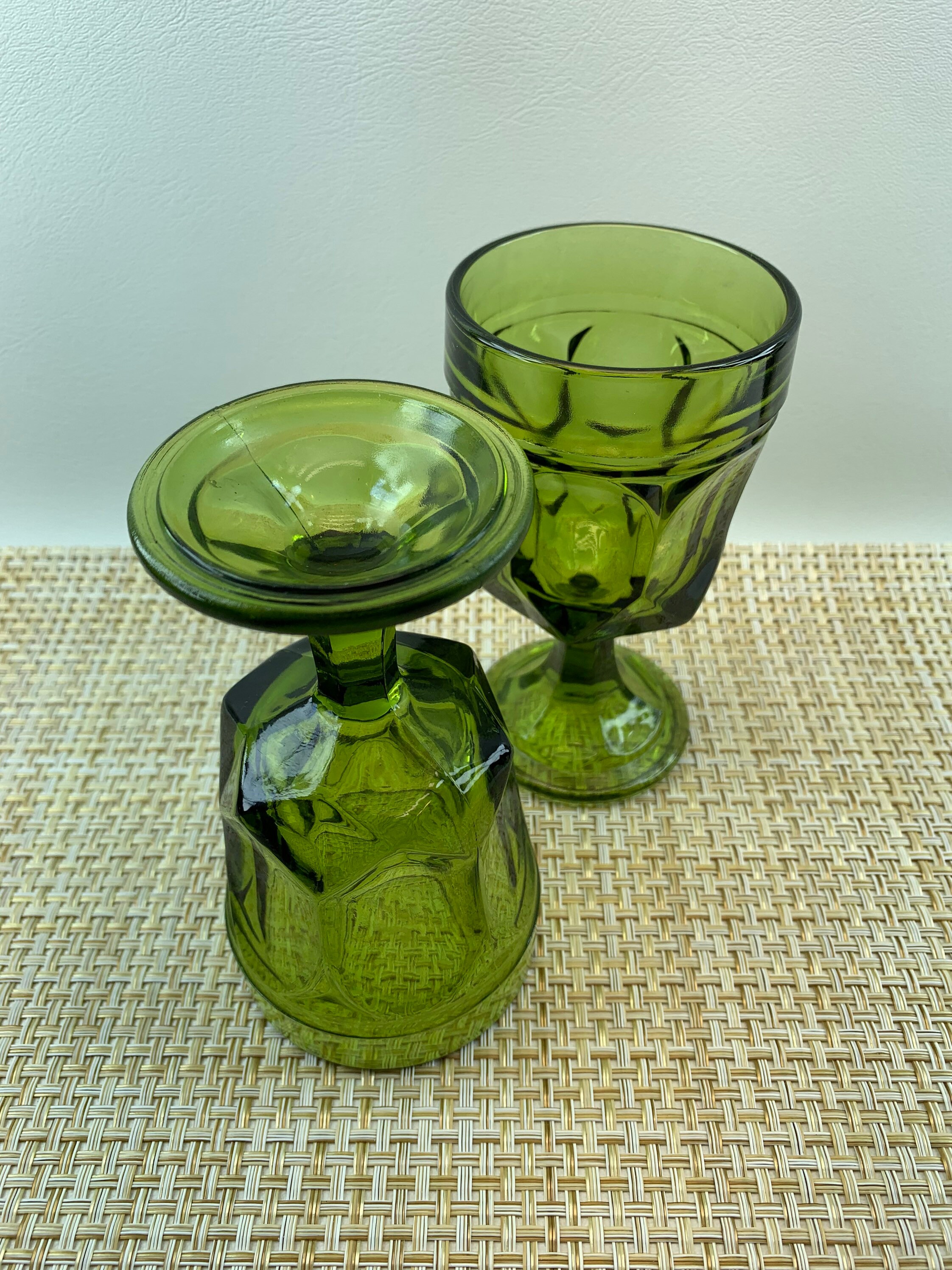Vintage Viking Georgian Green Glass Goblets | Etsy