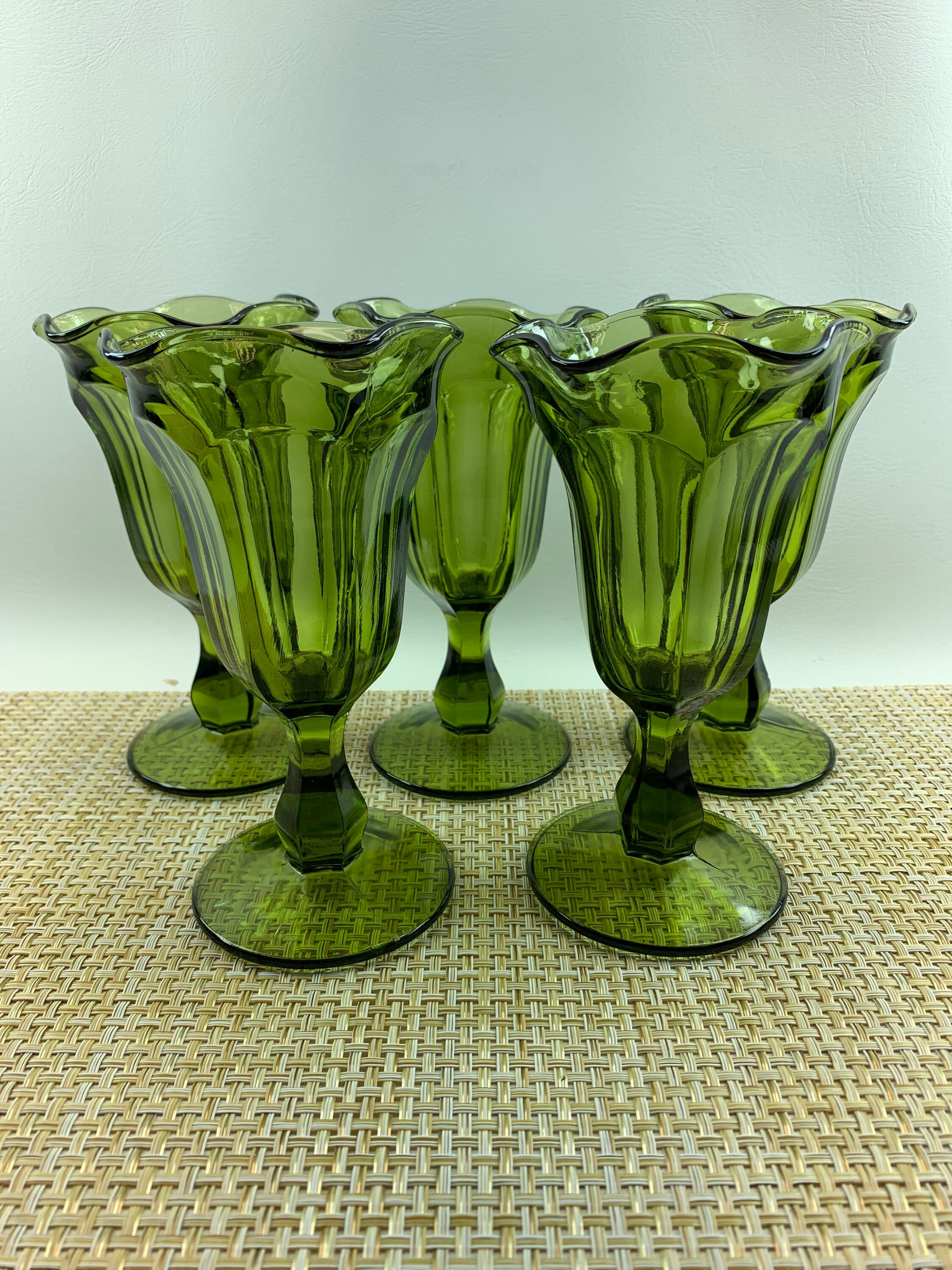Vintage Green Ruffled Top Parfait Dishes. - Etsy UK