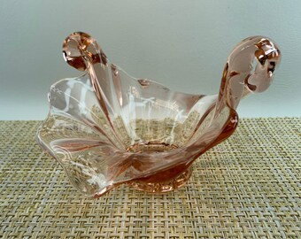 Vintage Pink Glass Bowl - Etsy