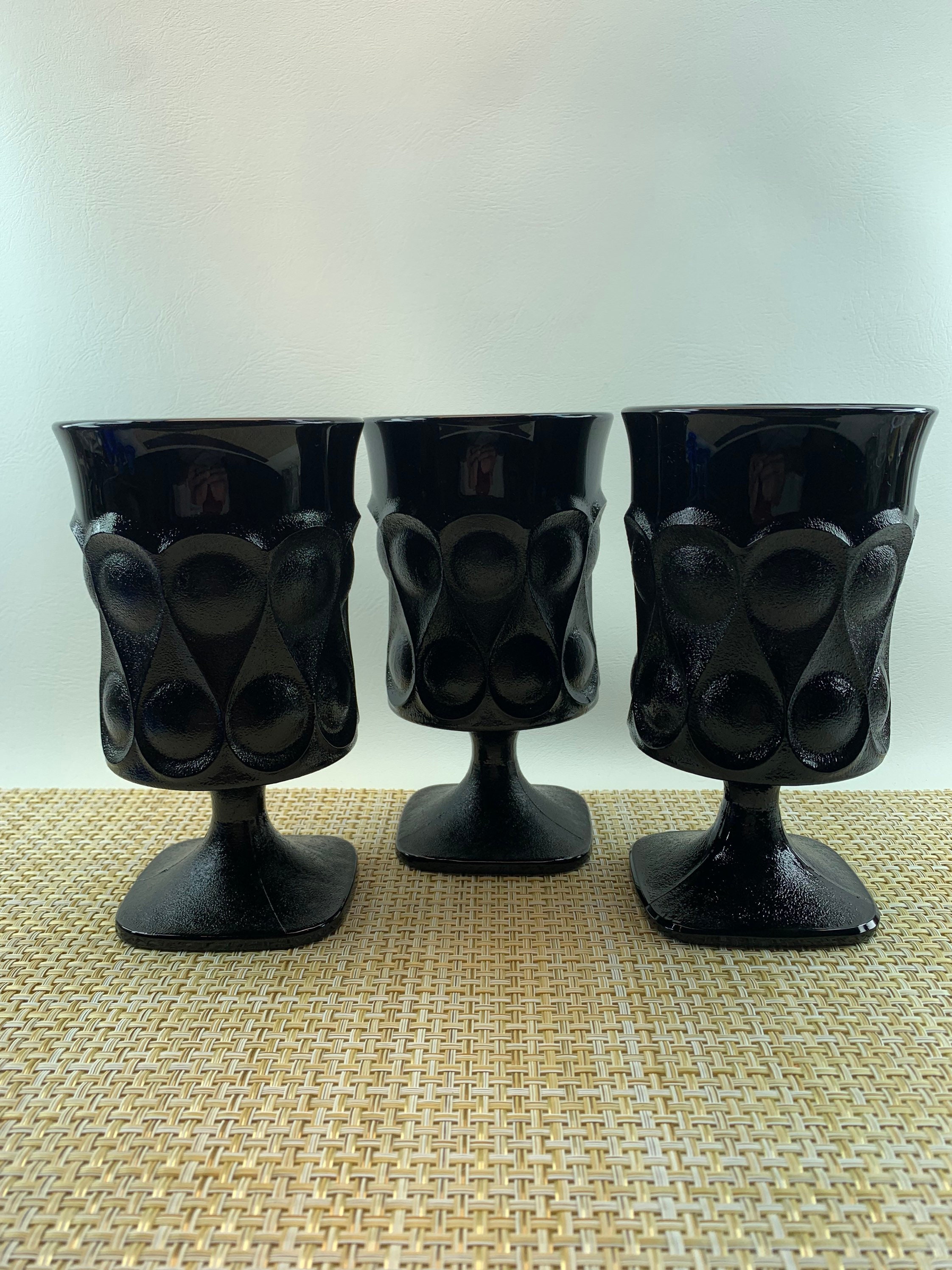 Noritake Spotlight Ebony Black Wine Goblets. - Etsy