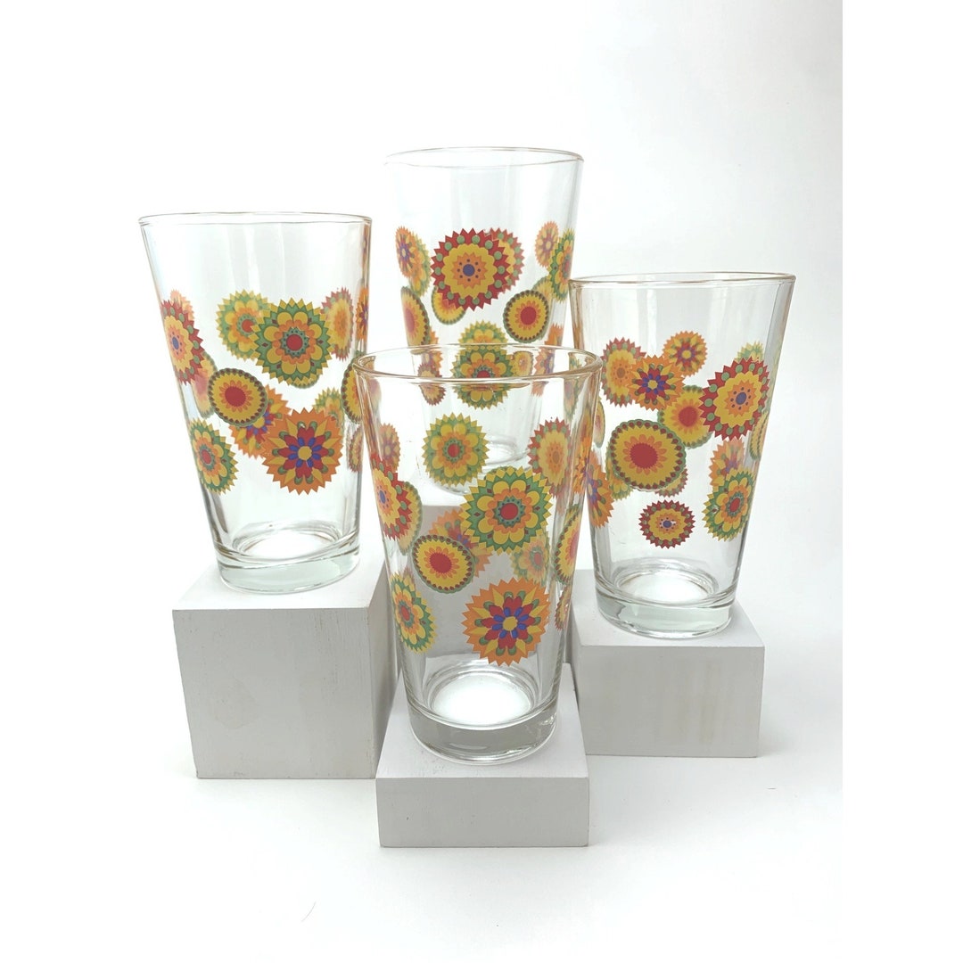 Mambo Floral Printed High Ball Glass Tumblers - Etsy