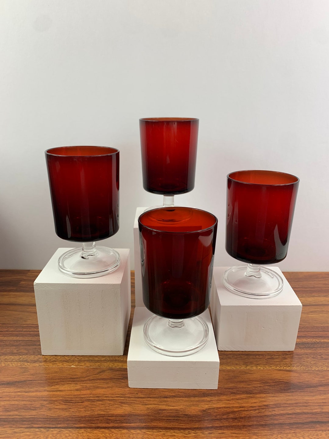 Ruby Red Arcoroc Luminarc Footed Liquor Cordials. - Etsy