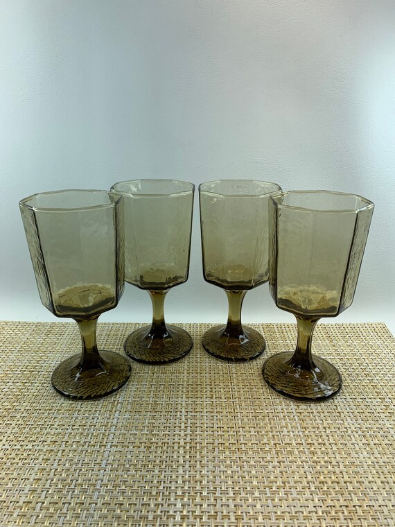 Vintage Libbey Textured Stemmed Wine Glasses. | Etsy