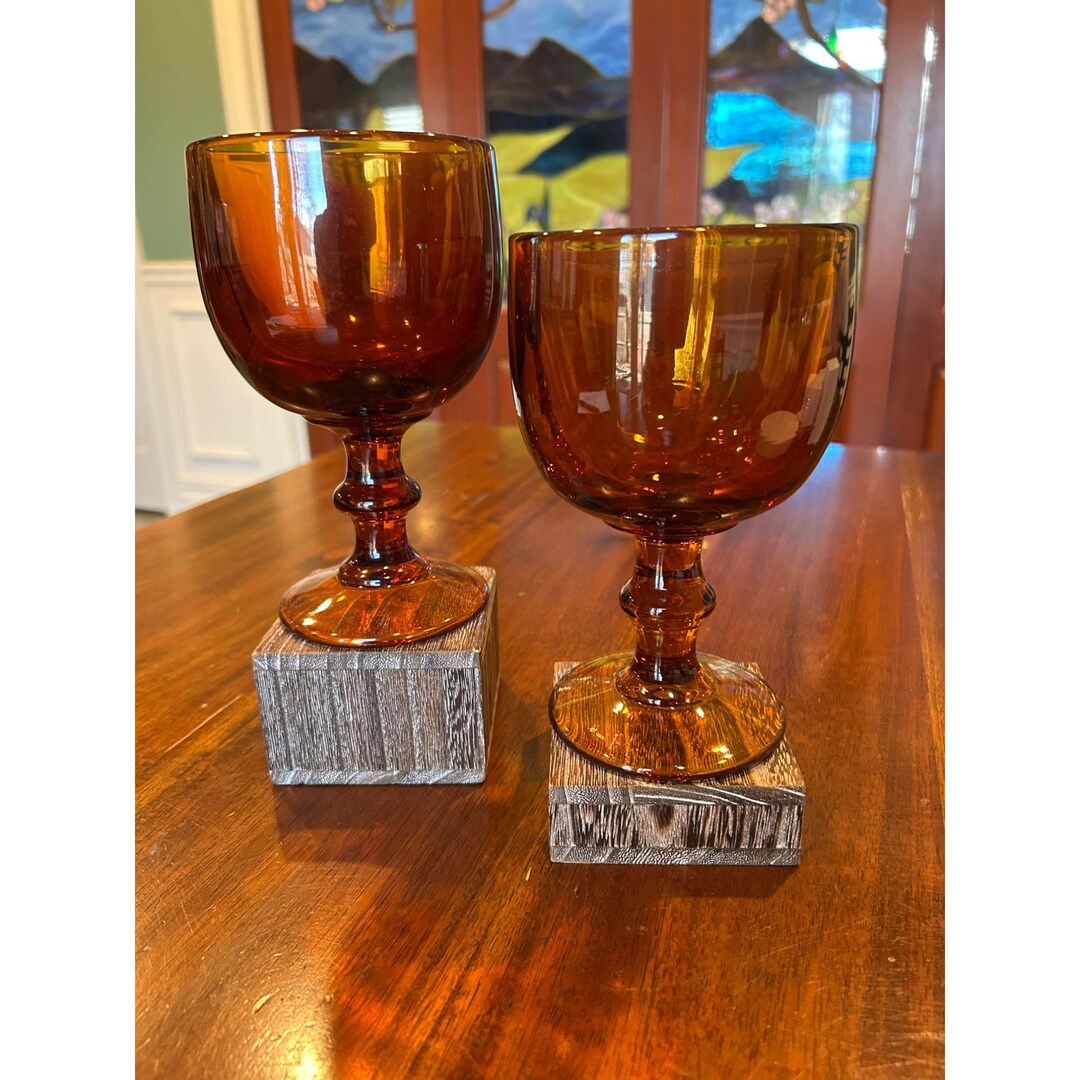 Imperial Mid Century Amber Hoffman House Glass Goblets. - Etsy