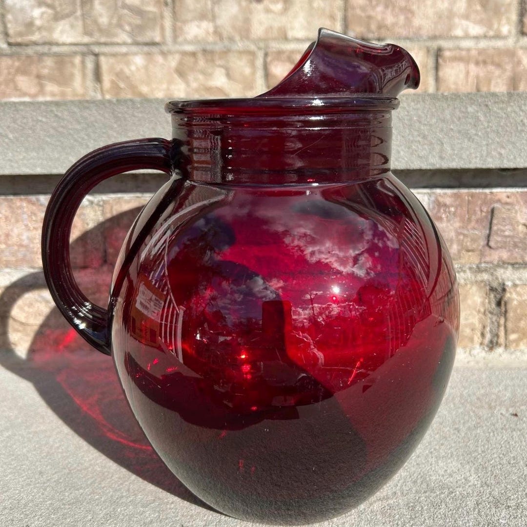 Anchor Hocking Royal Ruby Red Glass Pitcher. - Etsy