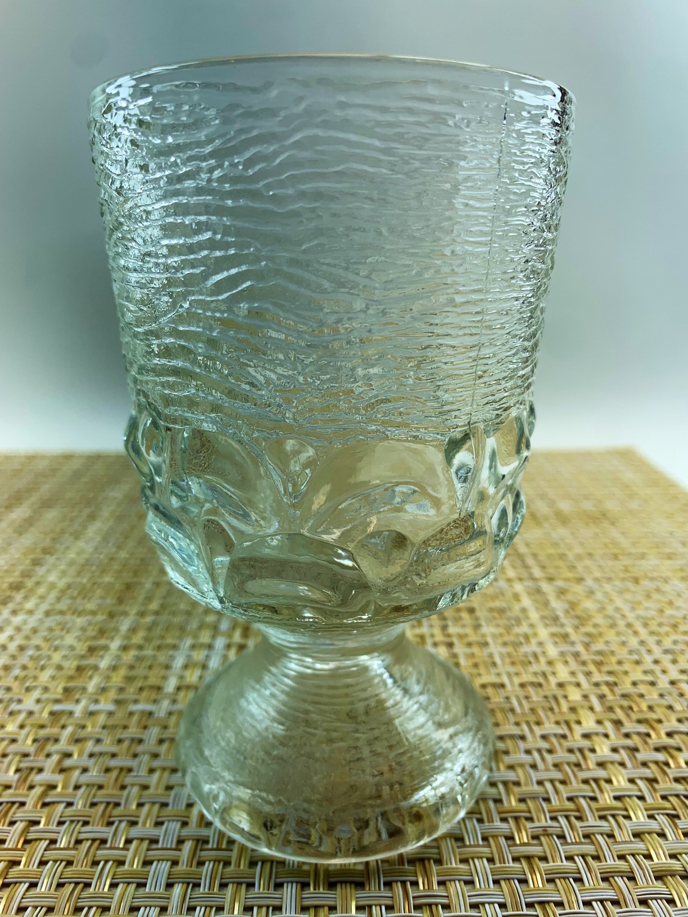 Vintage Bark Textured Wine Goblets, Vintage Glassware, Clear Glass ...