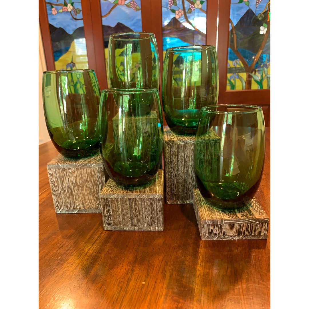 Anchor Hocking Forest Green Roly Poly Wine Glasses. - Etsy