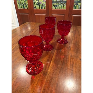 Viking Georgian Ruby Red Footed Wine Goblets. - Etsy