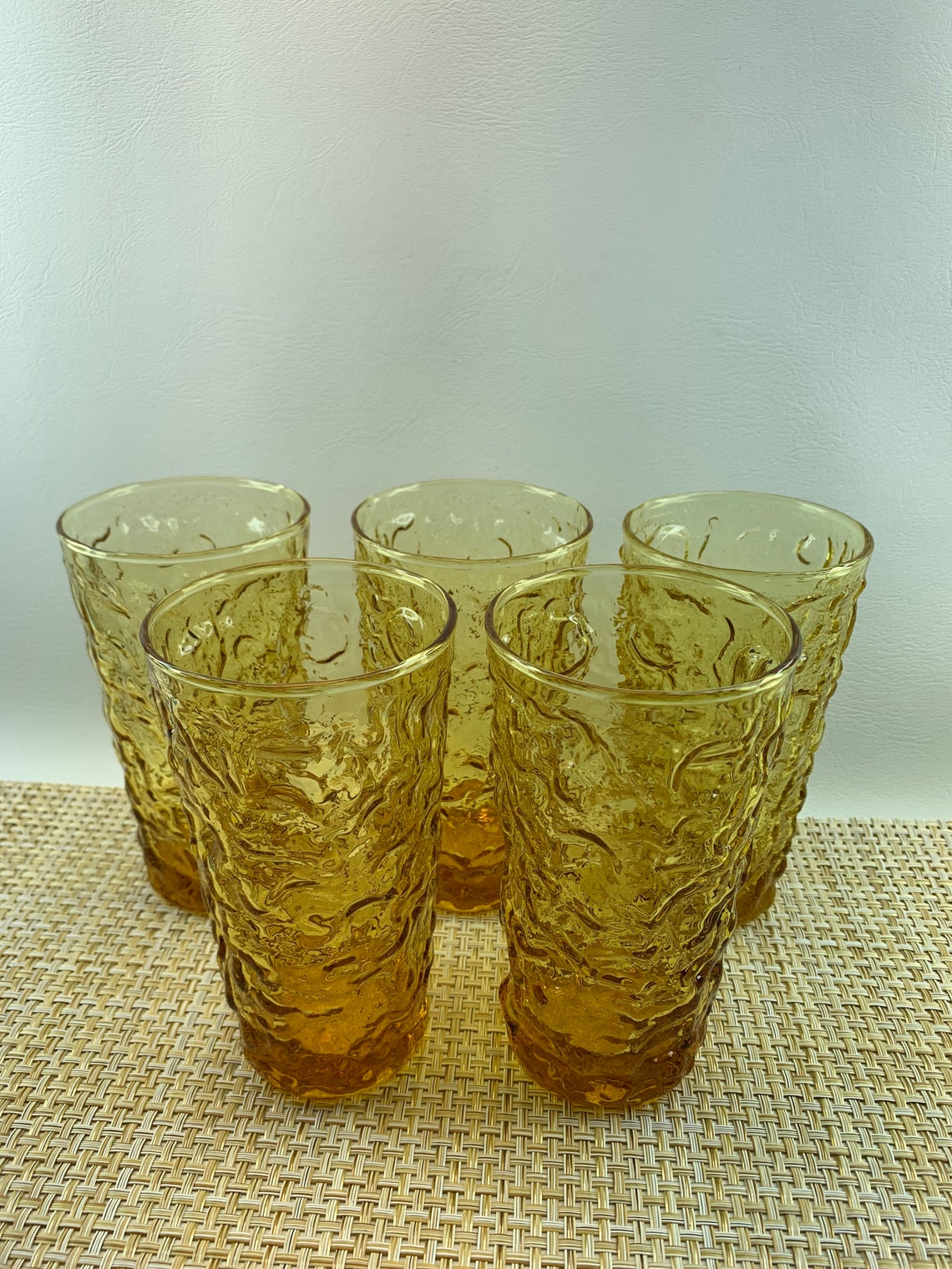 Vintage Anchor Hocking Lido Milano Honey Gold Crinkle Glass Etsy