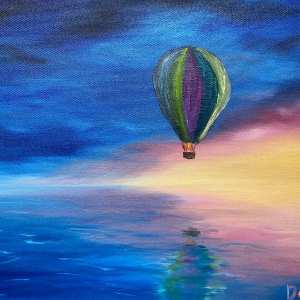 Hot Air Balloon Oil Painting - Etsy