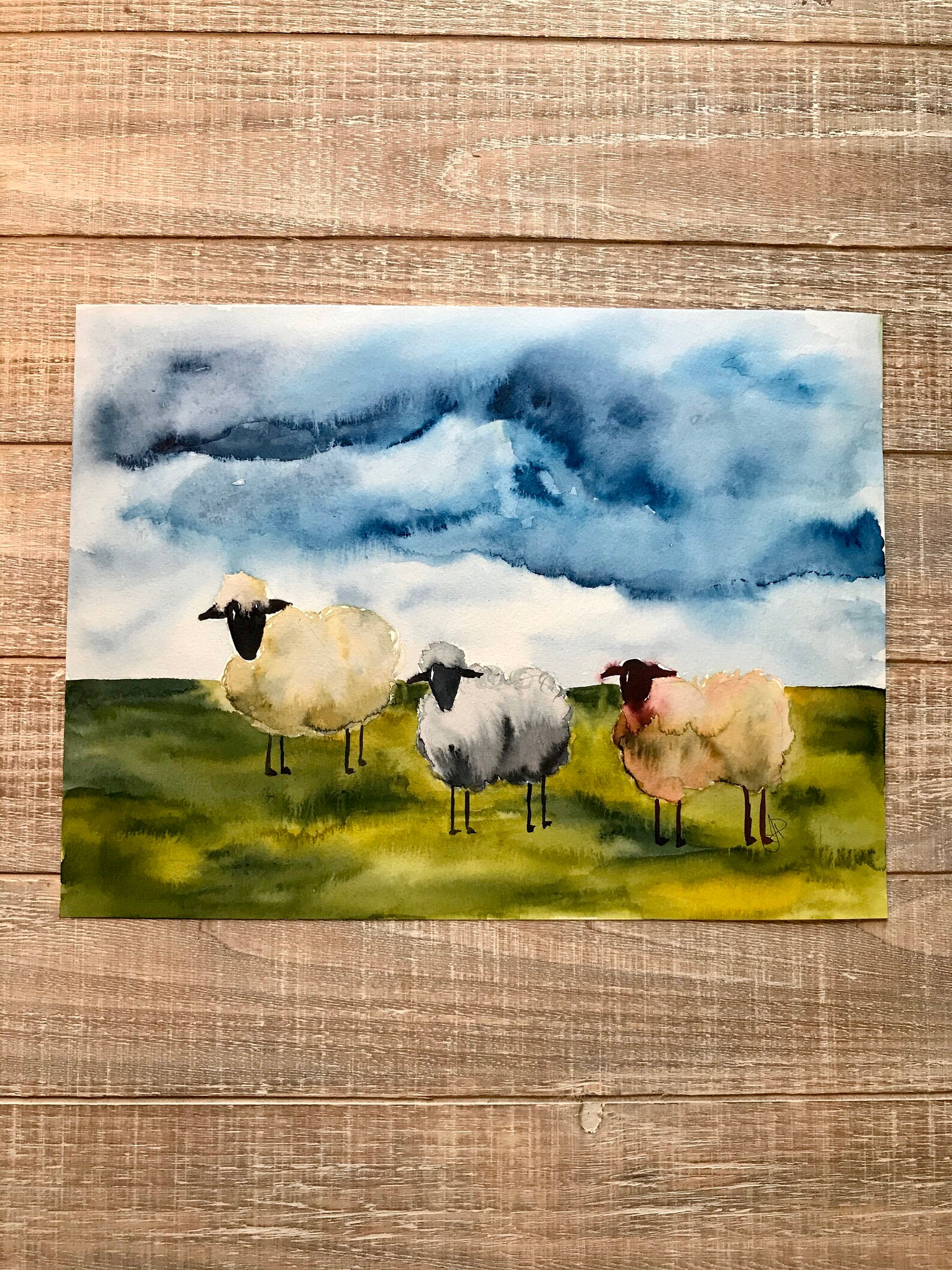 Sheep Original Signed Watercolor Painting Farm Gift Wall Art Nursery ...