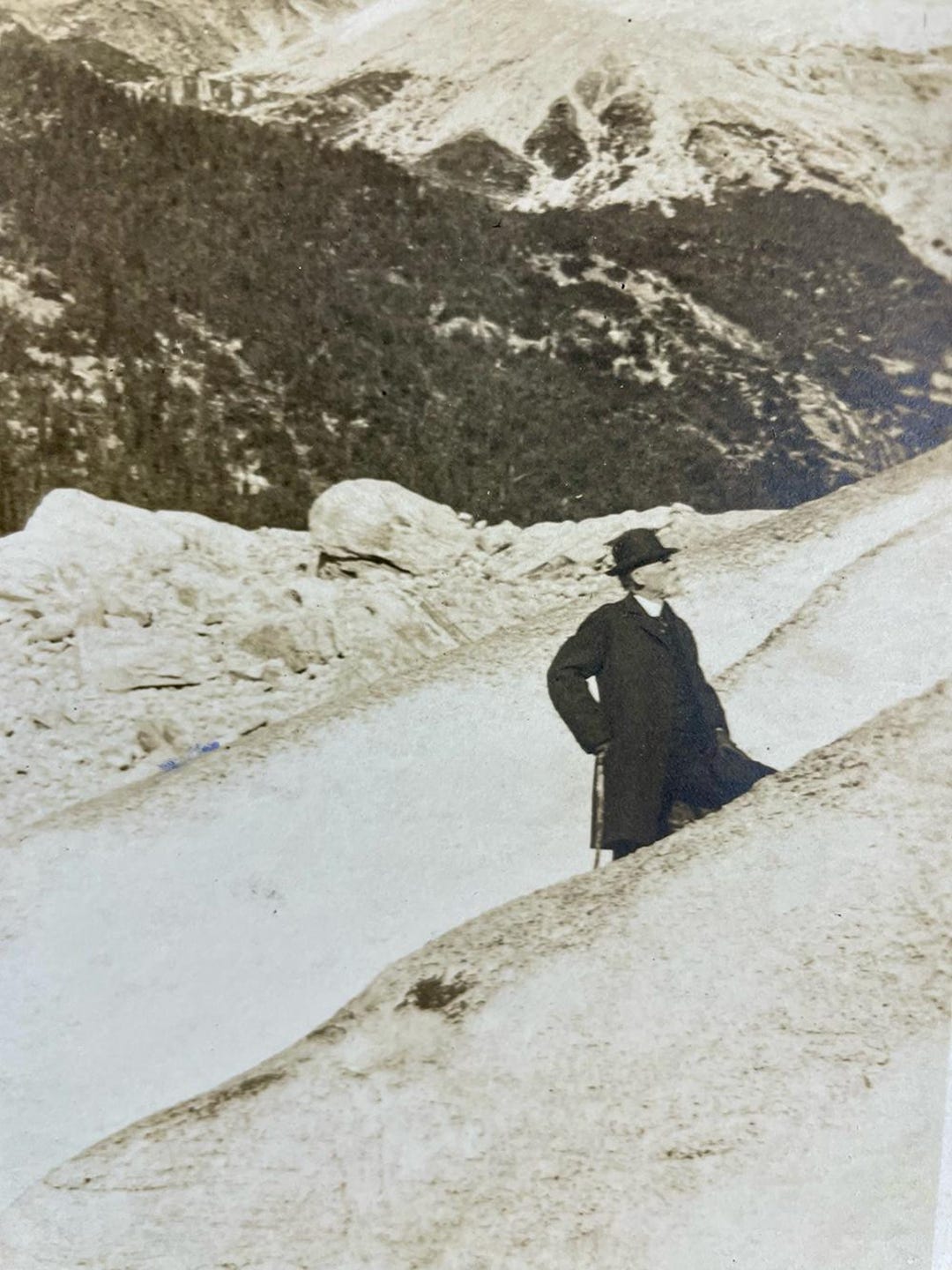 Antique Sepia Silver Tone Scenic Photo Card Sir Donald Peak and Great ...