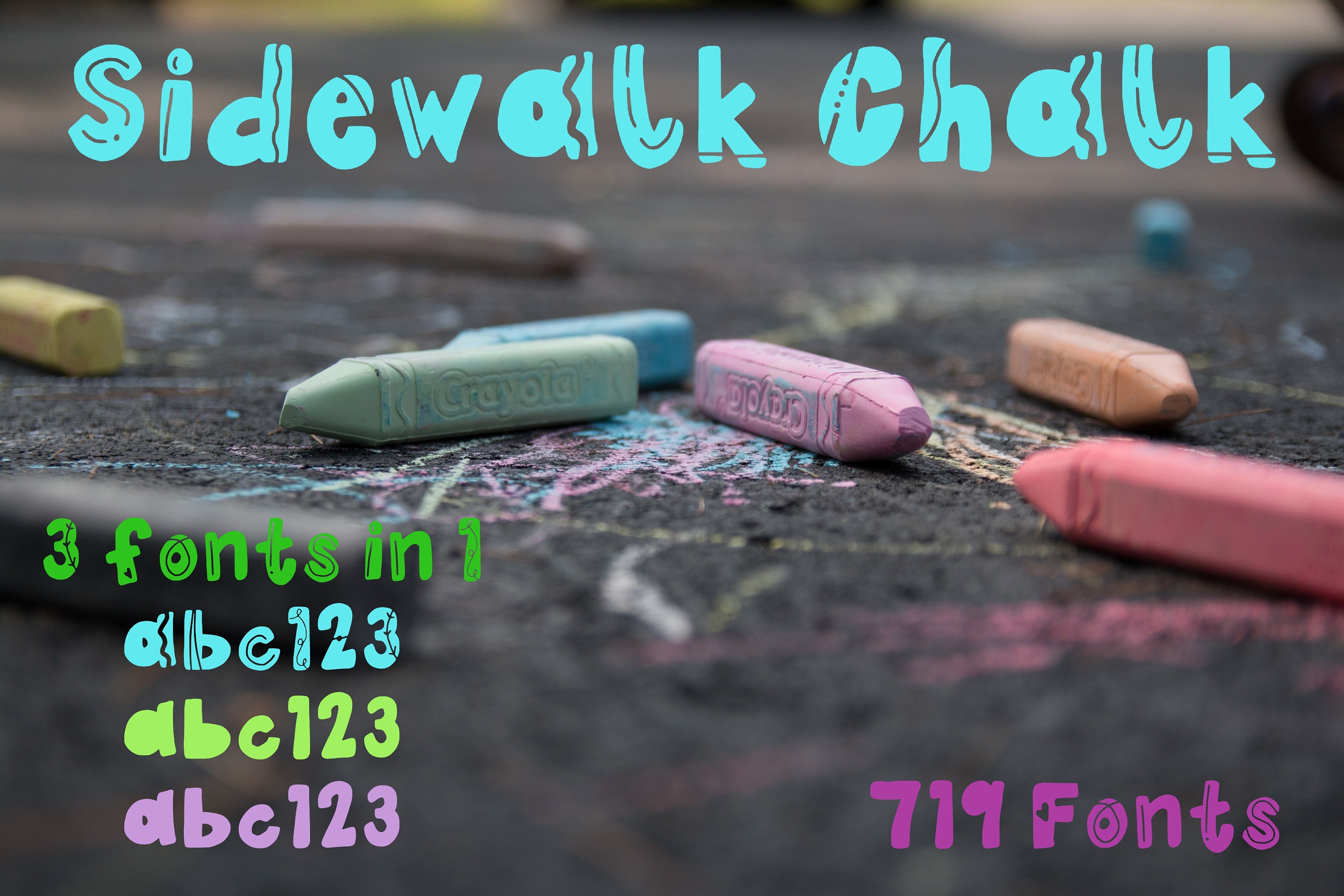Sidewalk Chalk FONT Three Fonts Included Cute Fat Fun Hand Drawn ...