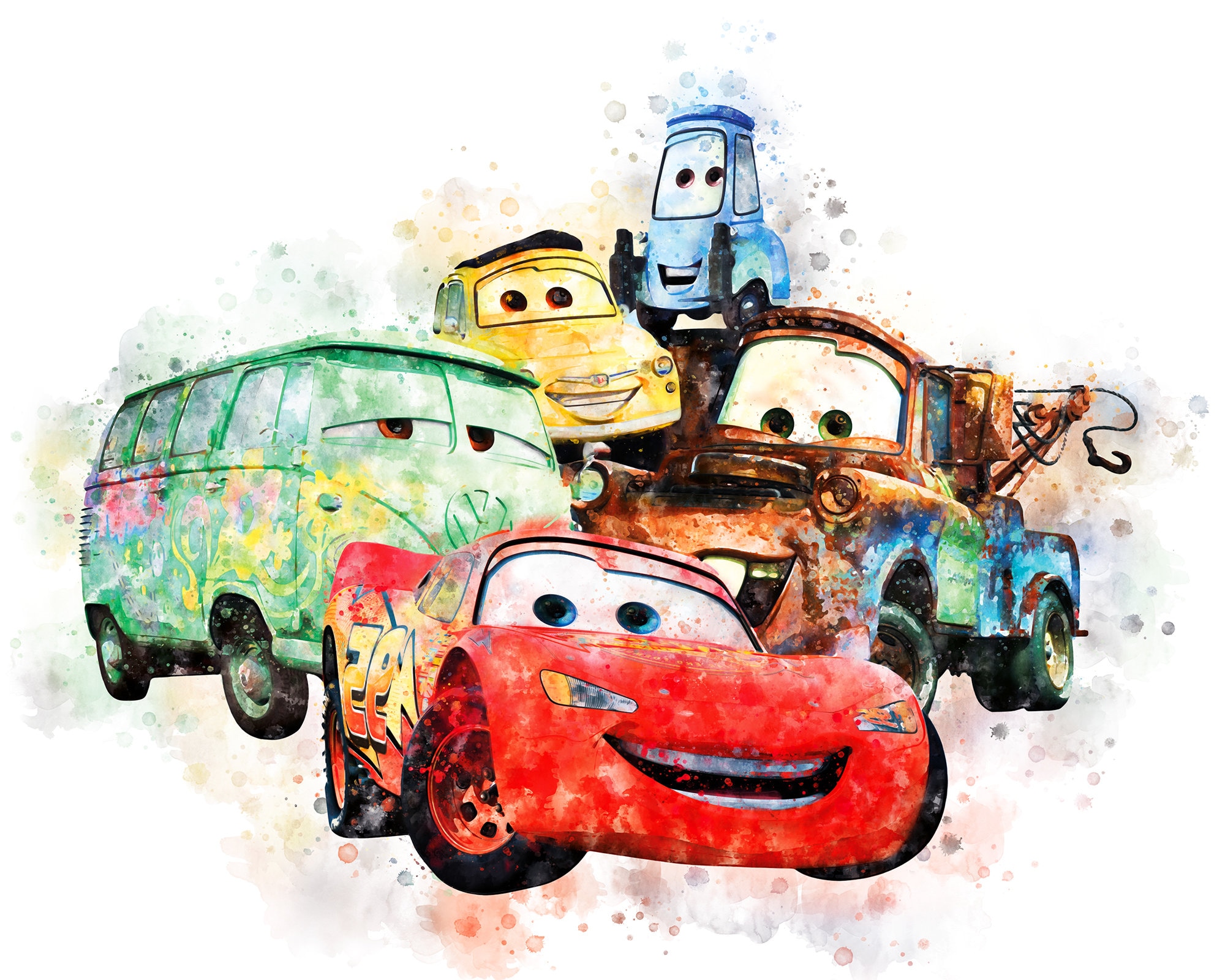 Disney Cars Print Lightning McQueen Watercolor Poster Luigi | Etsy