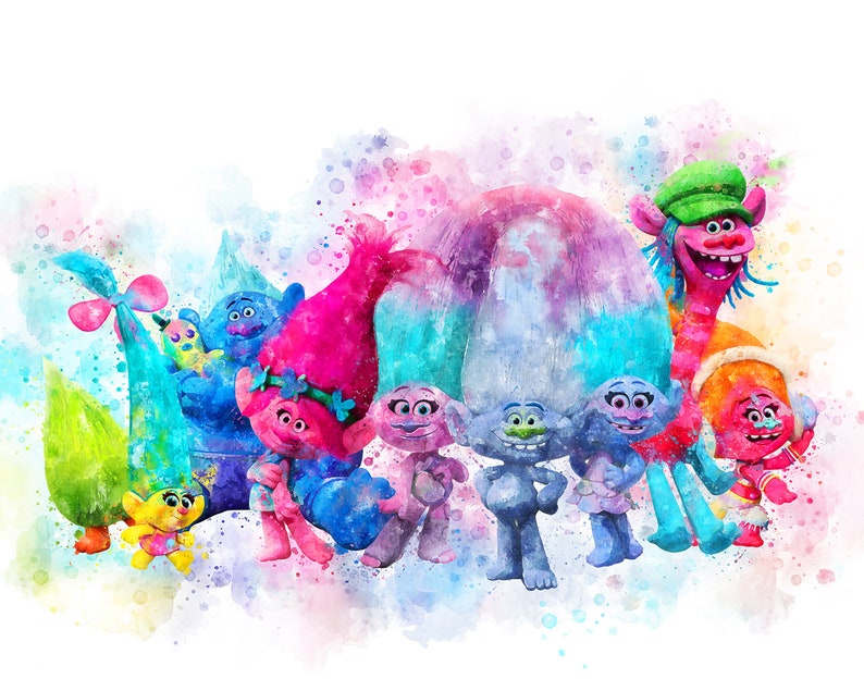Trolls Art Print Trolls Watercolor Poster Trolls Poppy | Etsy
