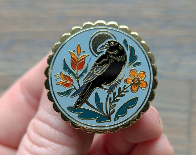 B-GRADE - Crow Distelfink Hex Sign, Gold Hard Enamel Pin, Available ...