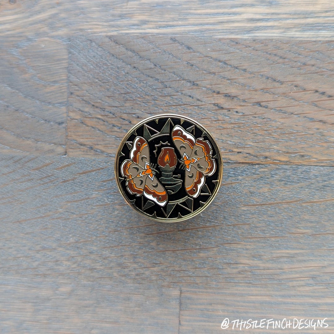 Moths to a Flame Hex, Gold Hard Enamel Pin, Available With Standard or ...