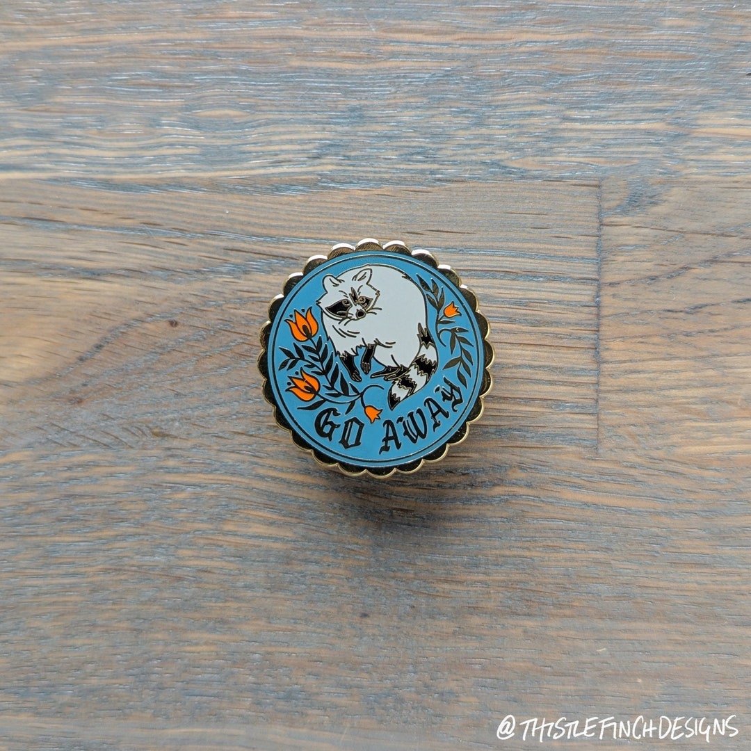 Go Away Raccoon Hex Sign, Gold Hard Enamel Pin, Available With Standard ...