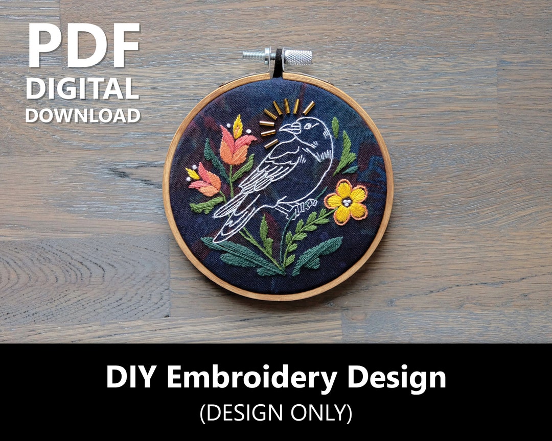 Crow Distelfink, Digital Download, Embroidery Design, Stencil, Drawing ...