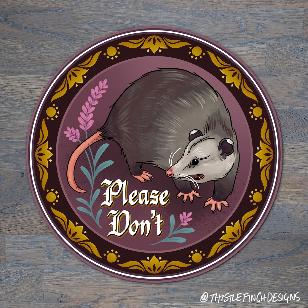 Opossum Hex Sign, Metal Wall Art, Pennsylvania Folkart Design, Aluminum ...