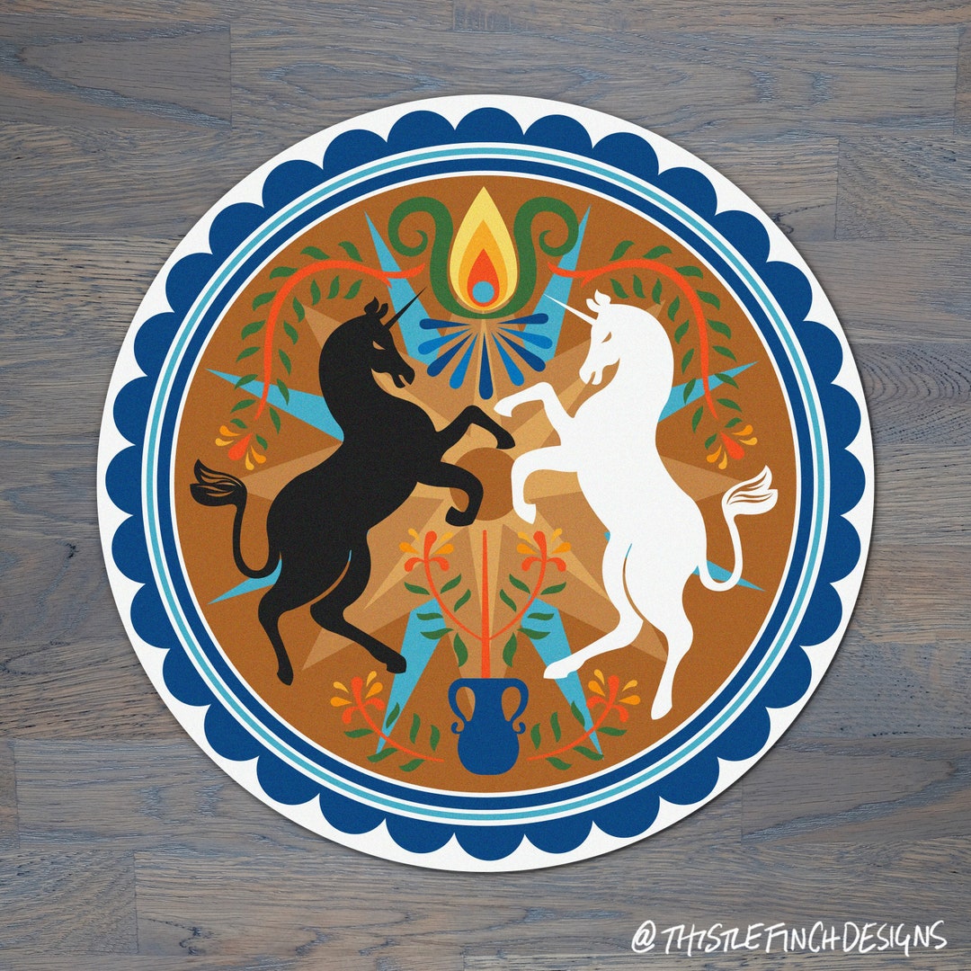 Unicorn Hex Sign, Metal Wall Art, Pennsylvania Folkart Design, Aluminum ...