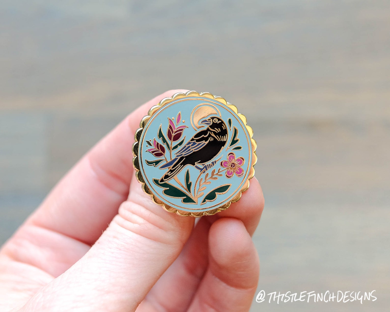 Crow Distelfink Hex Sign Gold Hard Enamel Pin Available With | Etsy