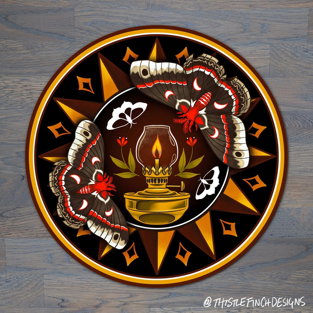 Moth Hex Sign, Metal Wall Art, Pennsylvania Folkart Design, Aluminum ...