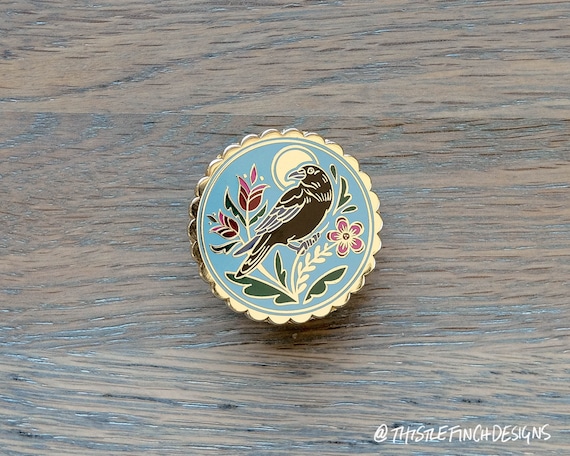 Crow Distelfink Hex Sign Gold Hard Enamel Pin Available With | Etsy