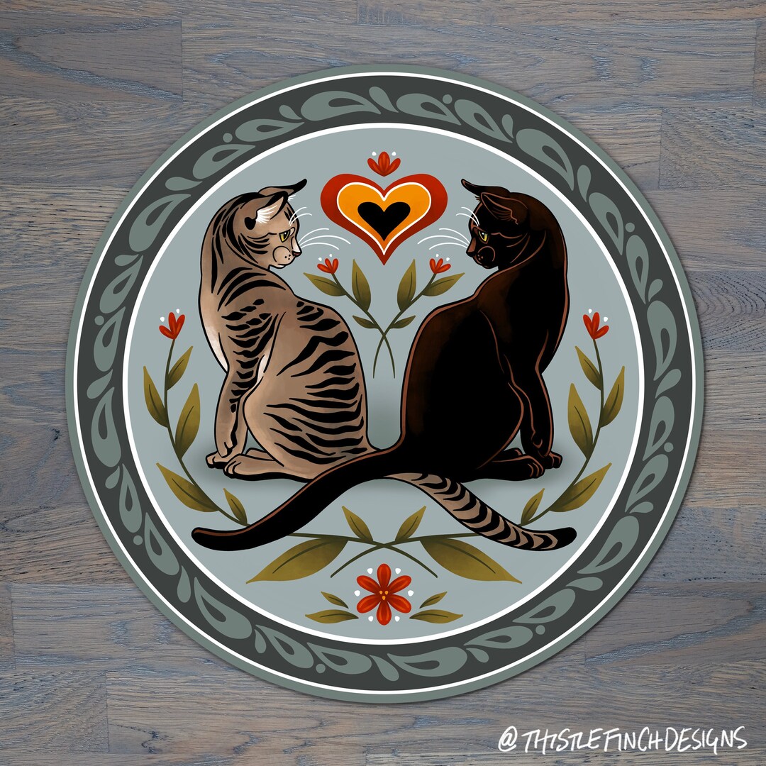 House Cat Hex Sign, Metal Wall Art, Pennsylvania Folkart Design ...