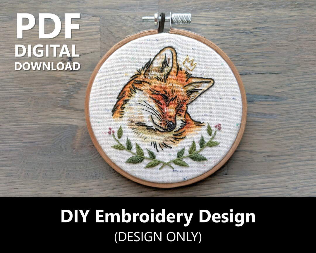 Fox Design, Digital Download, Embroidery Design, Stencil, Drawing ...