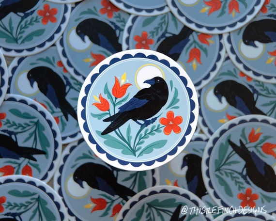 Crow Distelfink PA Dutch Hex Sign Waterproof Vinyl Sticker - Etsy