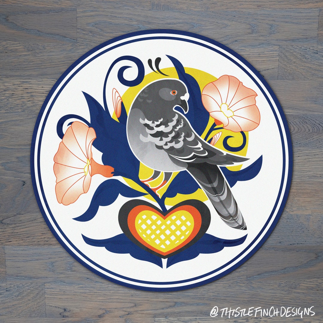 Pigeon Distelfink Hex Sign, Metal Wall Art, Pennsylvania Folkart Design ...