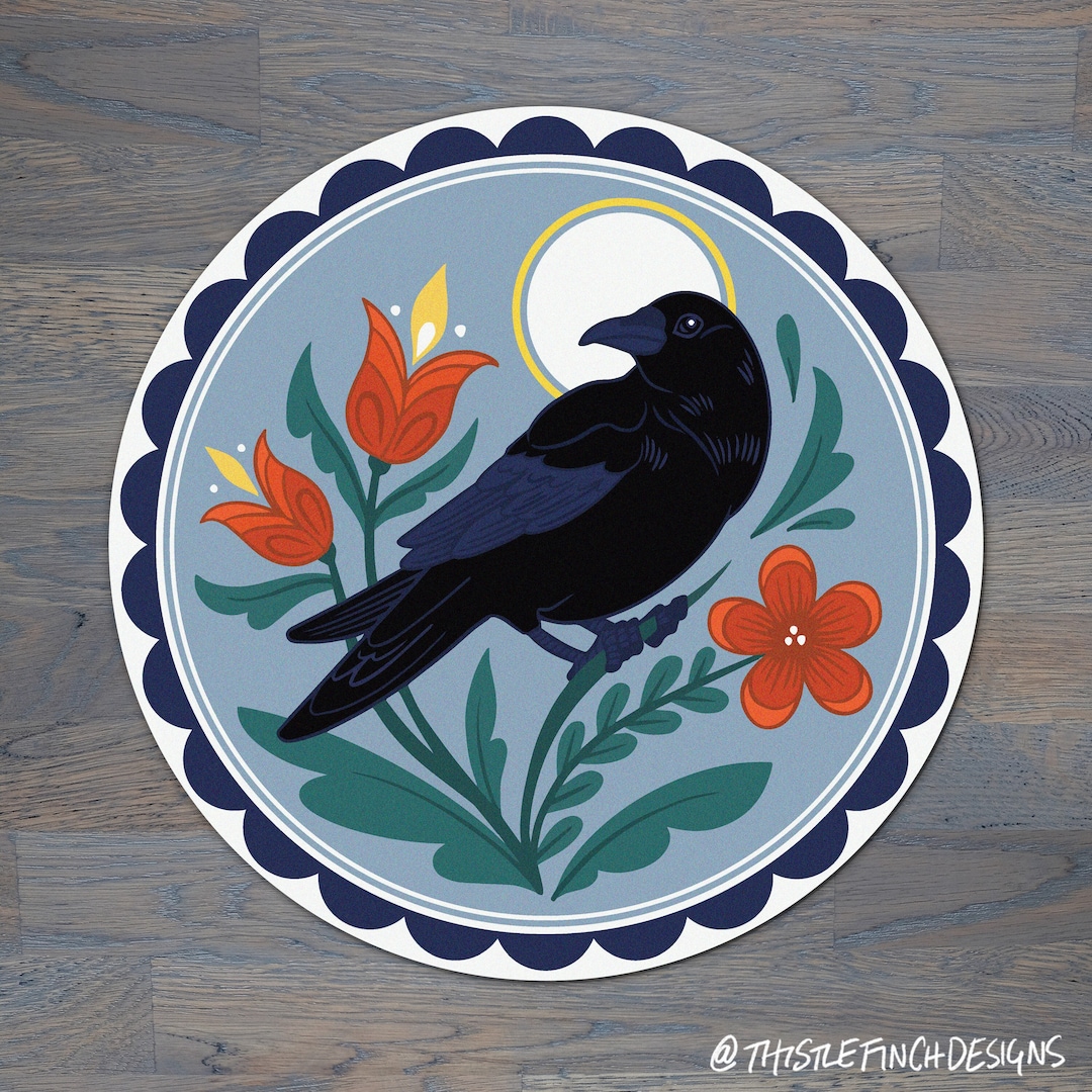 Crow Distelfink Hex Sign, Metal Wall Art, Pennsylvania Folkart Design ...