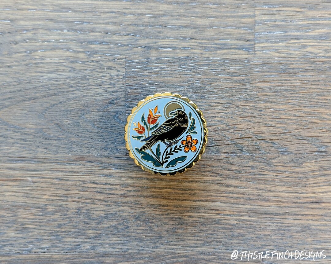 Crow Distelfink Hex Sign, Gold Hard Enamel Pin, Available With Standard ...