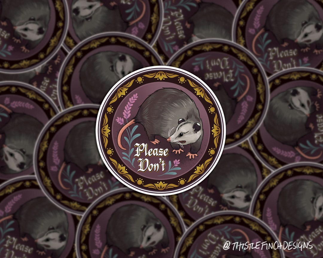 Opossum Hex Sign, PA Dutch Design, Waterproof Vinyl Sticker, Trash Cat ...